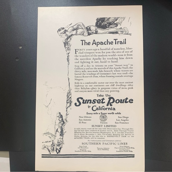 Accents | Vintage 1922 Southern Pacific Lines The Apache Trail Ad ...